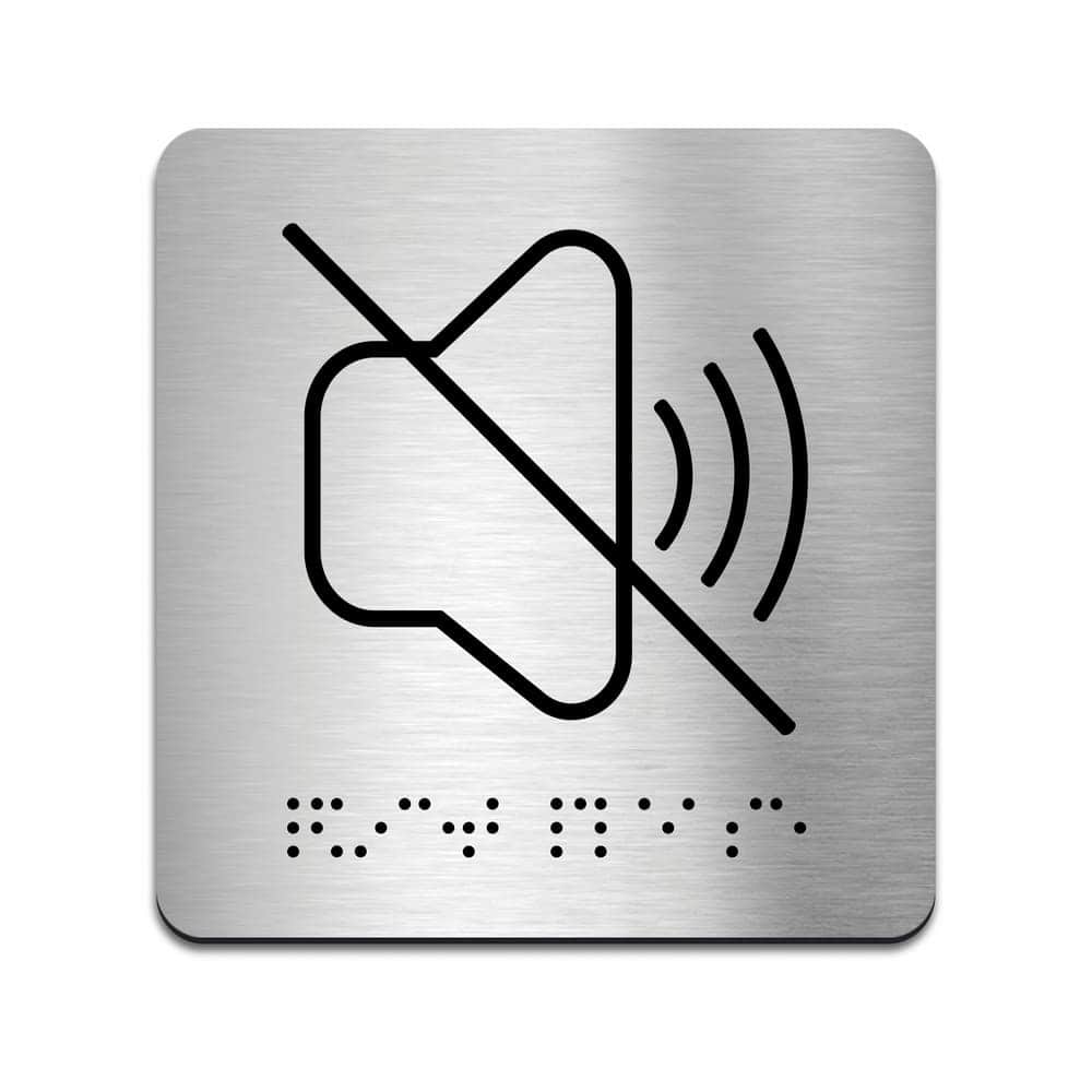 Circle Quiet Please Sign — Stainless Steel & Acrylic Plate | BSign Store