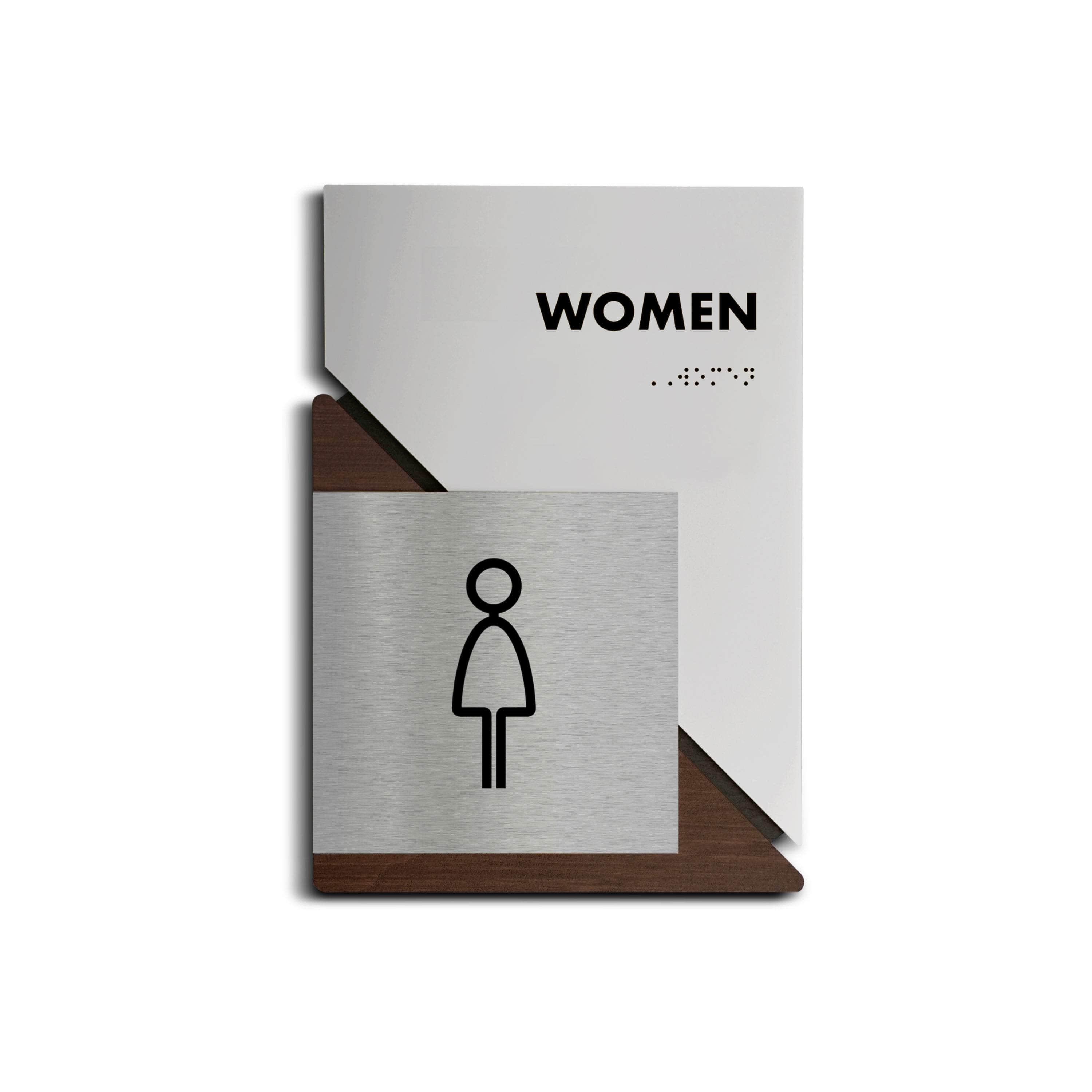 Women Restroom Sign: Wood & Stainless Steel — "Creative" Design | BSign ...