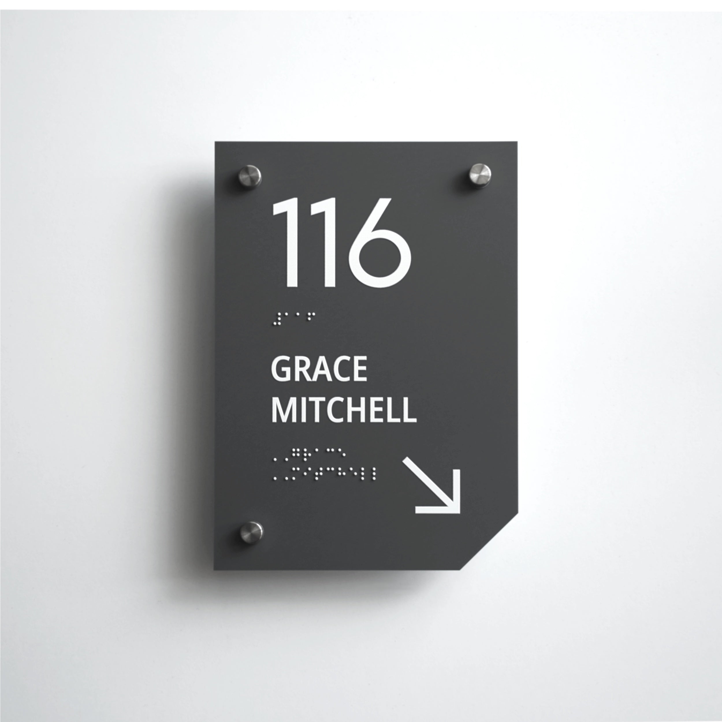 Office Door Sign: Matte Gray Acrylic Door Numbers — "Clear" Design ...