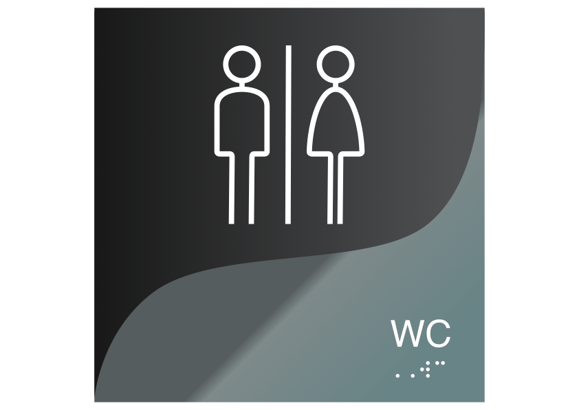 WC Toilet Sign: Double Acrylic Plate — "Gray Calm" Design | BSign Store