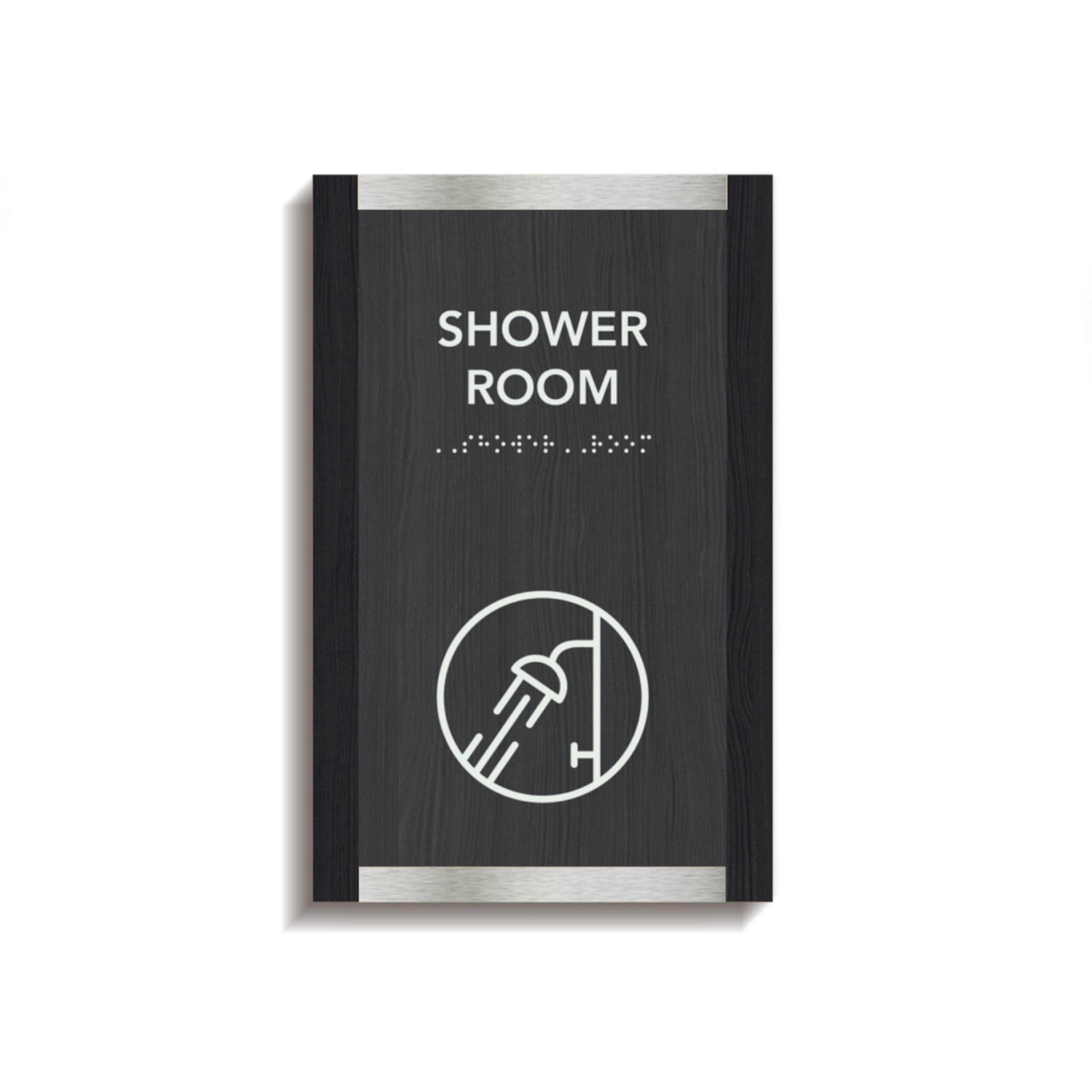 Shower Room Sign: Wood & Acrylic Plate — "Otherside" Design | BSign Store