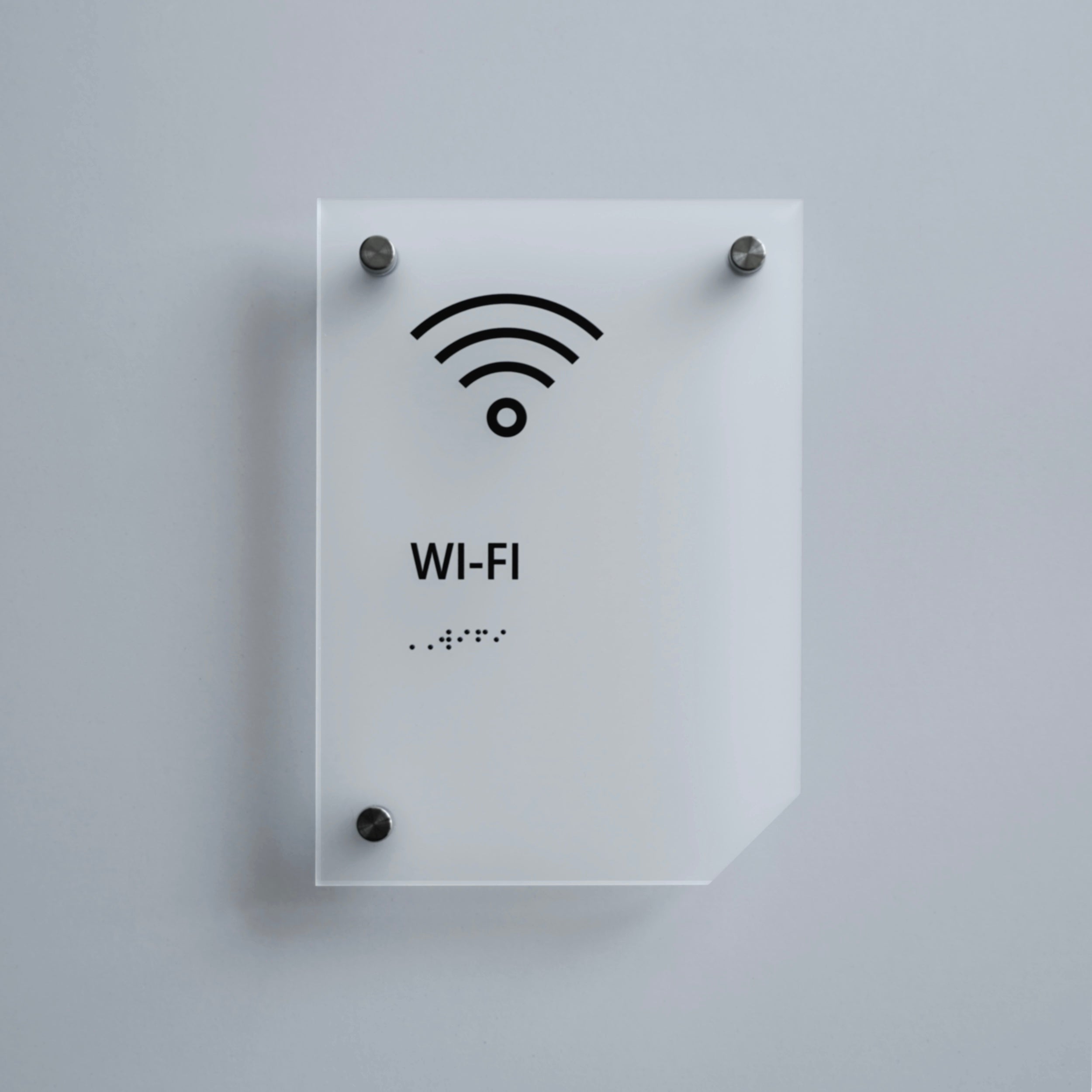 Wi-Fi Sign: Matte White Acrylic — "Clear" Design | BSign Store
