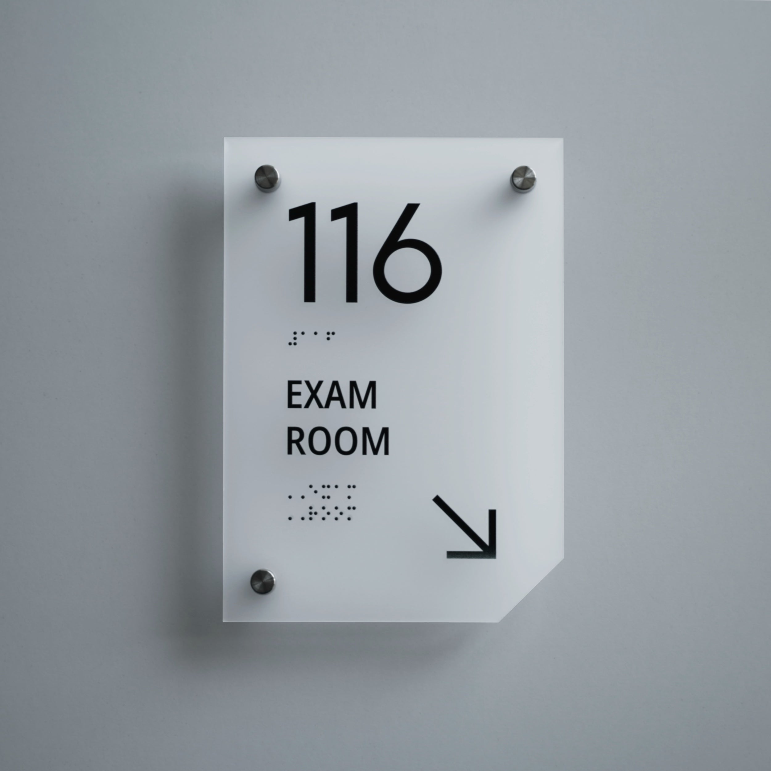 Acrylic Exam Sign: White Matte Door Numbers — "Clear" Design | BSign Store