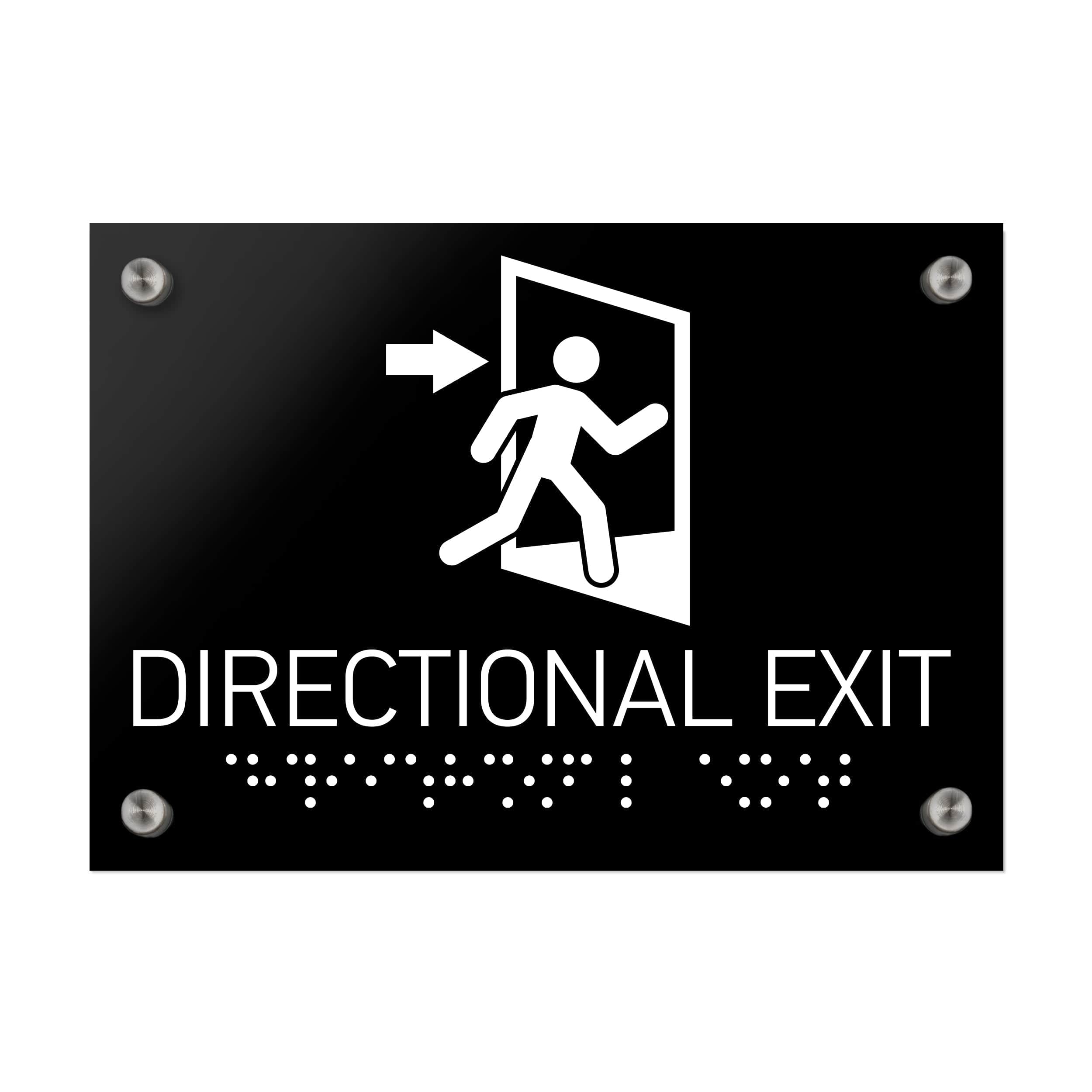 Directional Exit Door Signs: Black Acrylic Sign with Braille | BSign Store