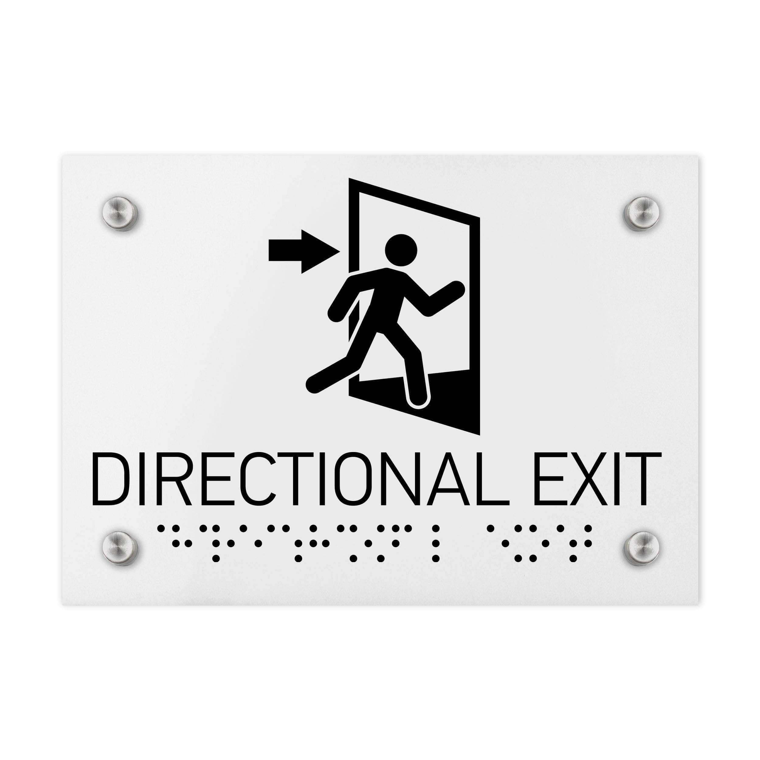 Directional Exit Sign — Milk Acrylic with Braille | BSign Store