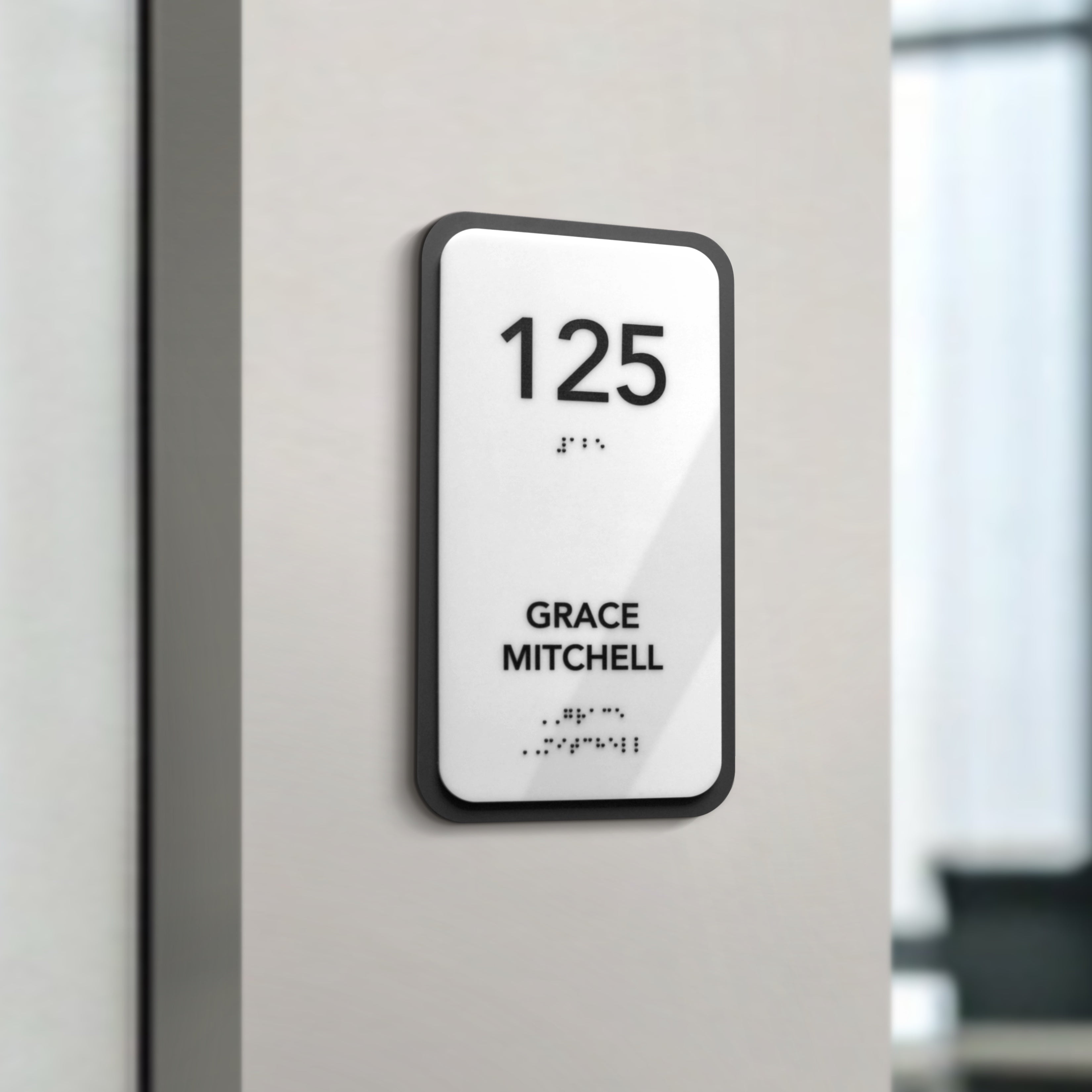 Acrylic Door Number Sign with Personalized Name & Braille — "Elegant ...