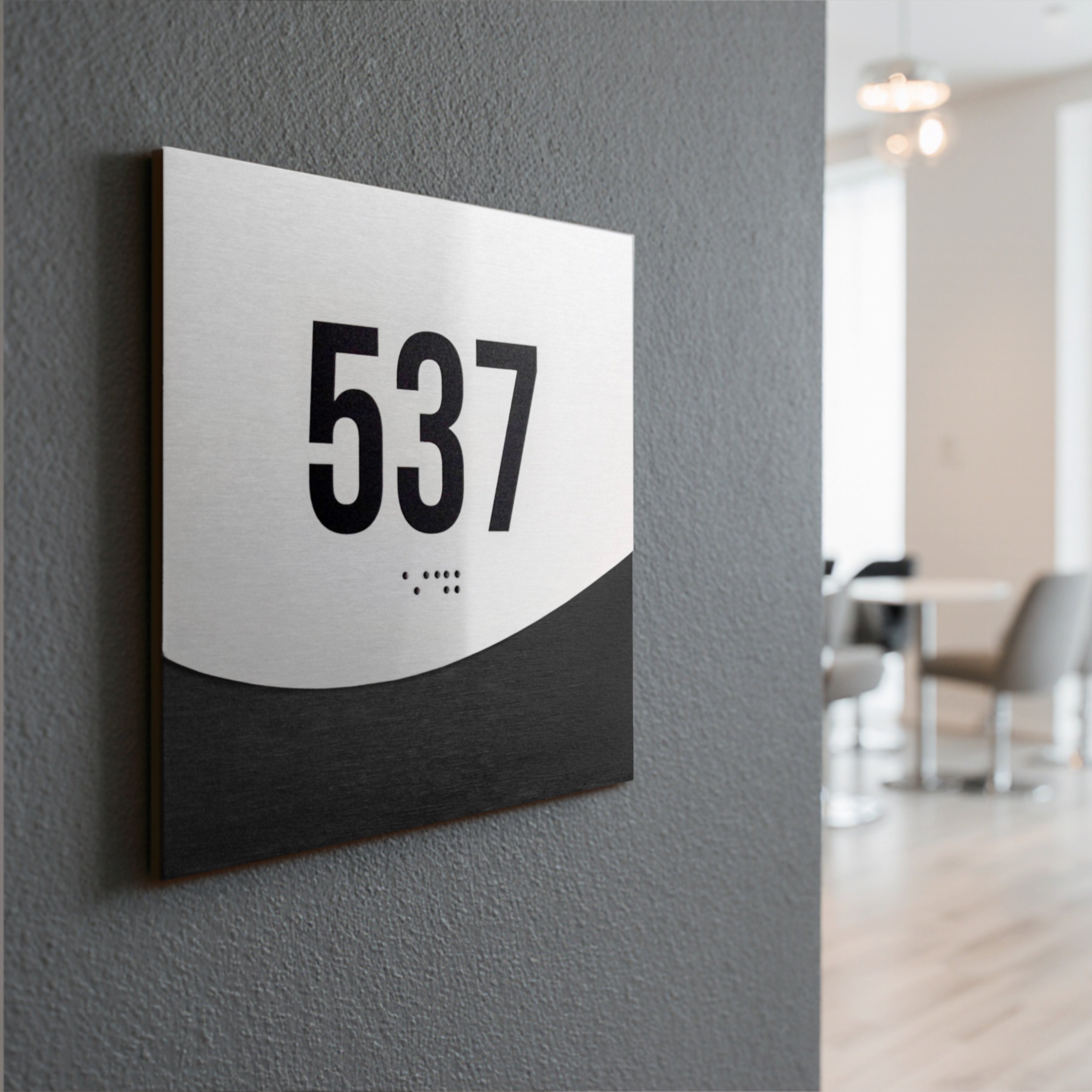 Unit Door Numbers: Stainless Steel & Wood Plate with Braille — "Jure ...