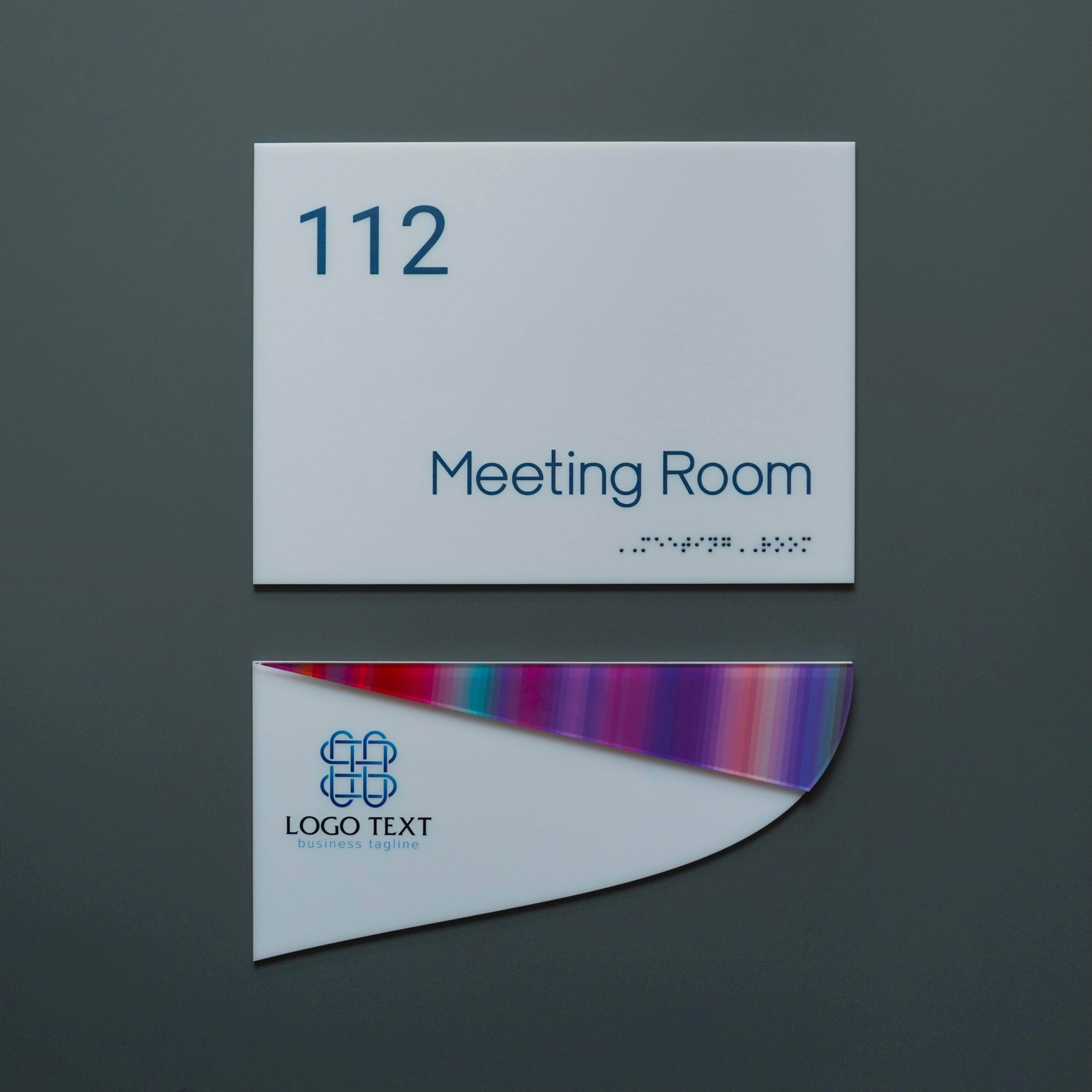Meeting Room Sign: Double Acrylic Plate with Text Logo | BSign Store