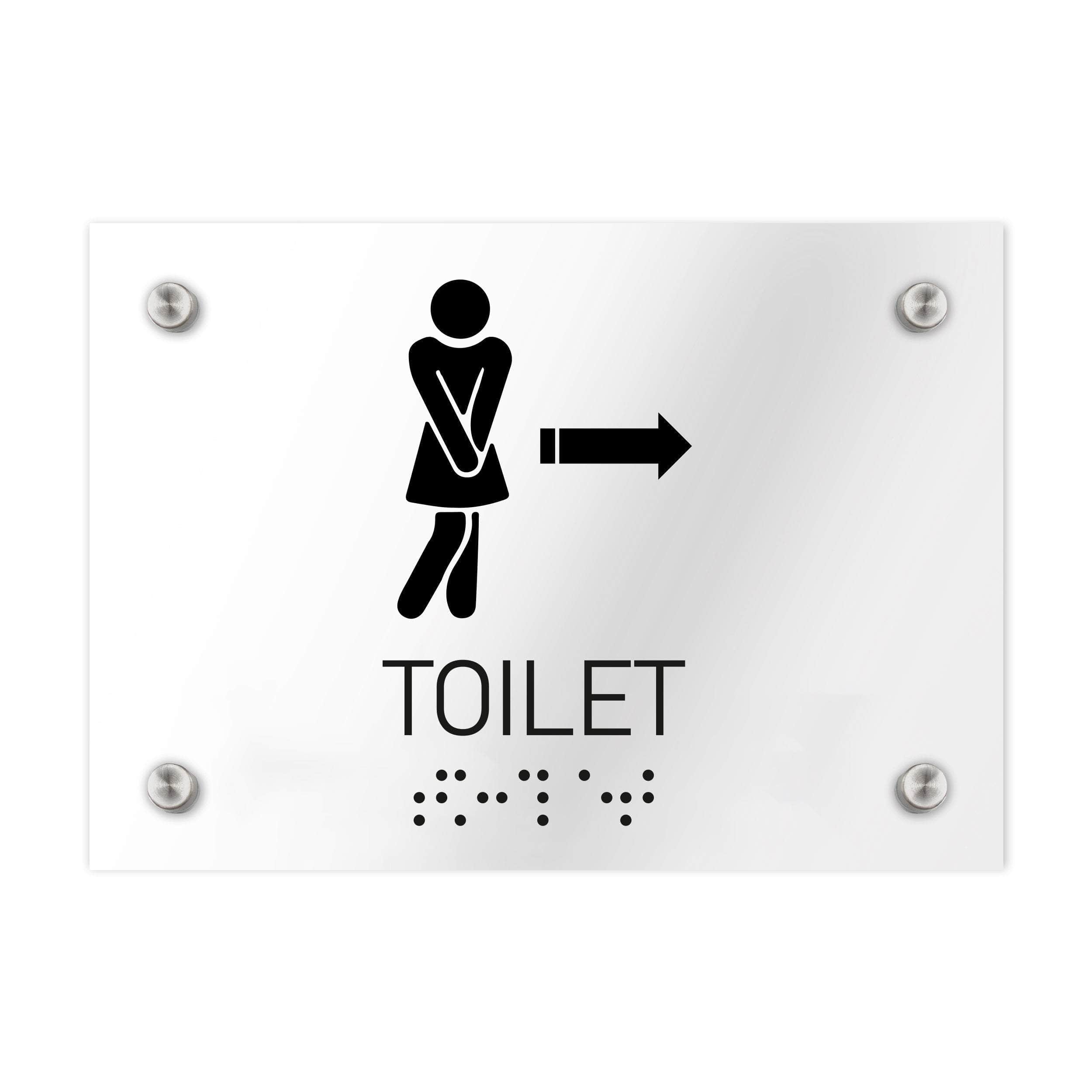Women Toilet Sign with Arrow — Clear Acrylic Sign – Bsign