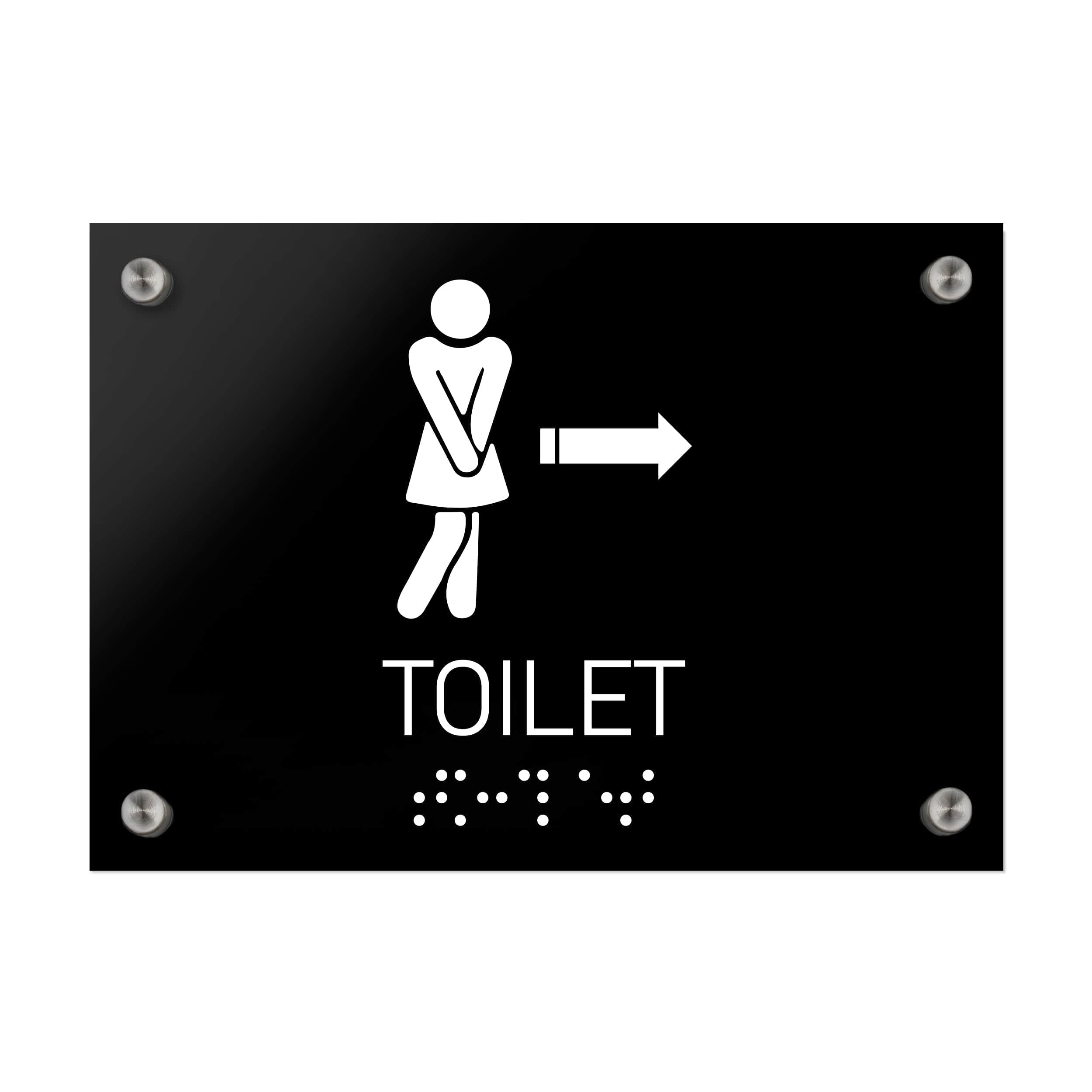 Women Restroom Directional Sign — Black Acrylic Sign – Bsign