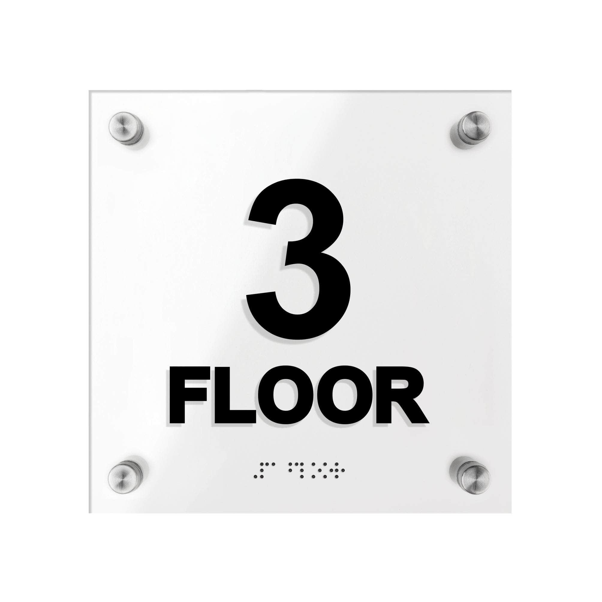 Acrylic 3rd Floor Sign with Braille - "Classic" Design – Bsign