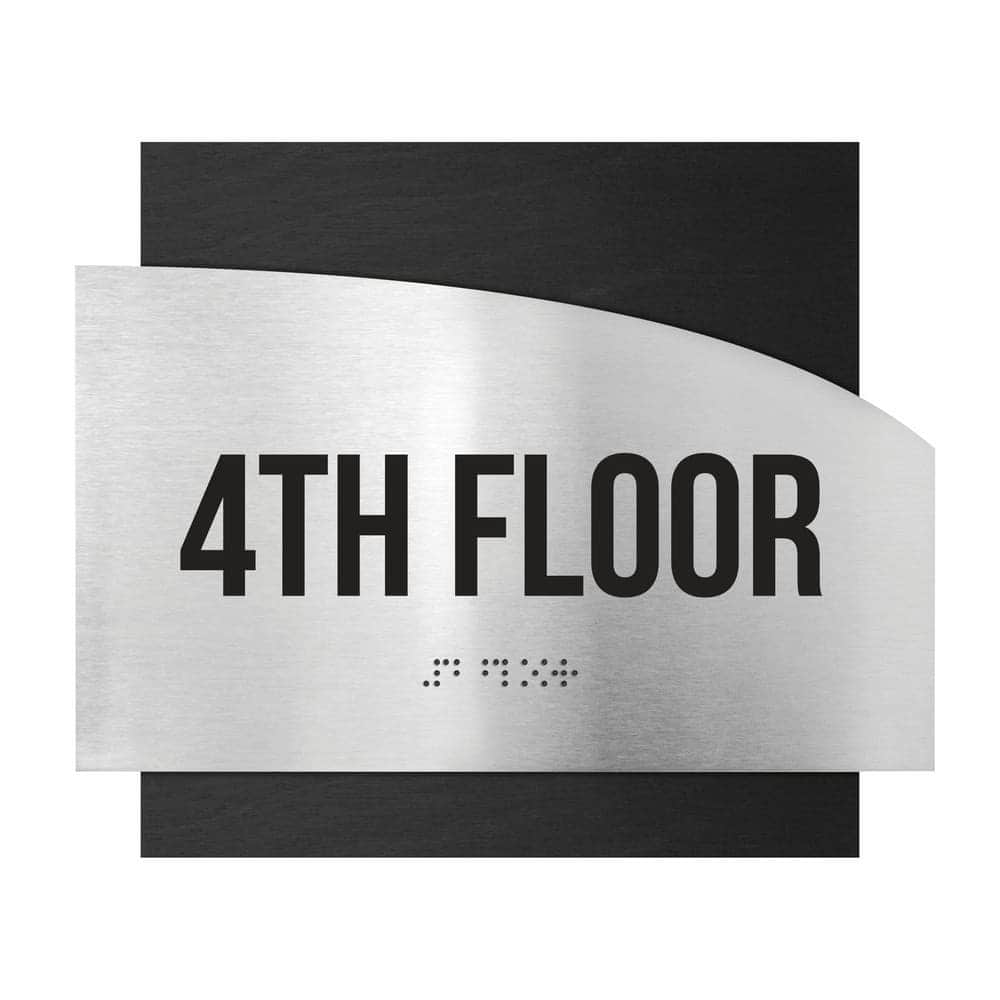 4th Floor Sign: Steel Door Plate — "Wave" Design | BSign Store