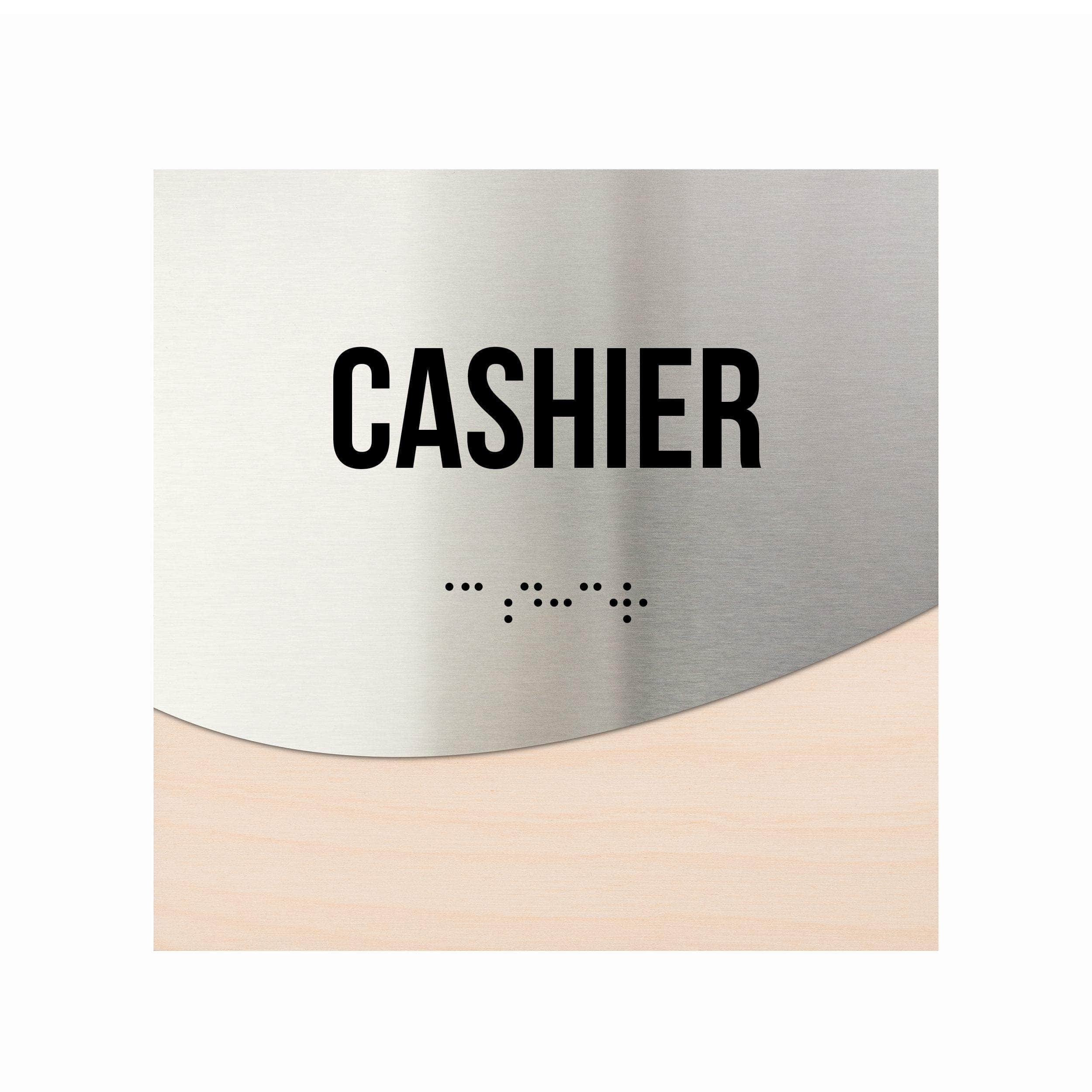 Cashier Sign - Stainless steel & Wood Door Plate "Jure" Design – Bsign