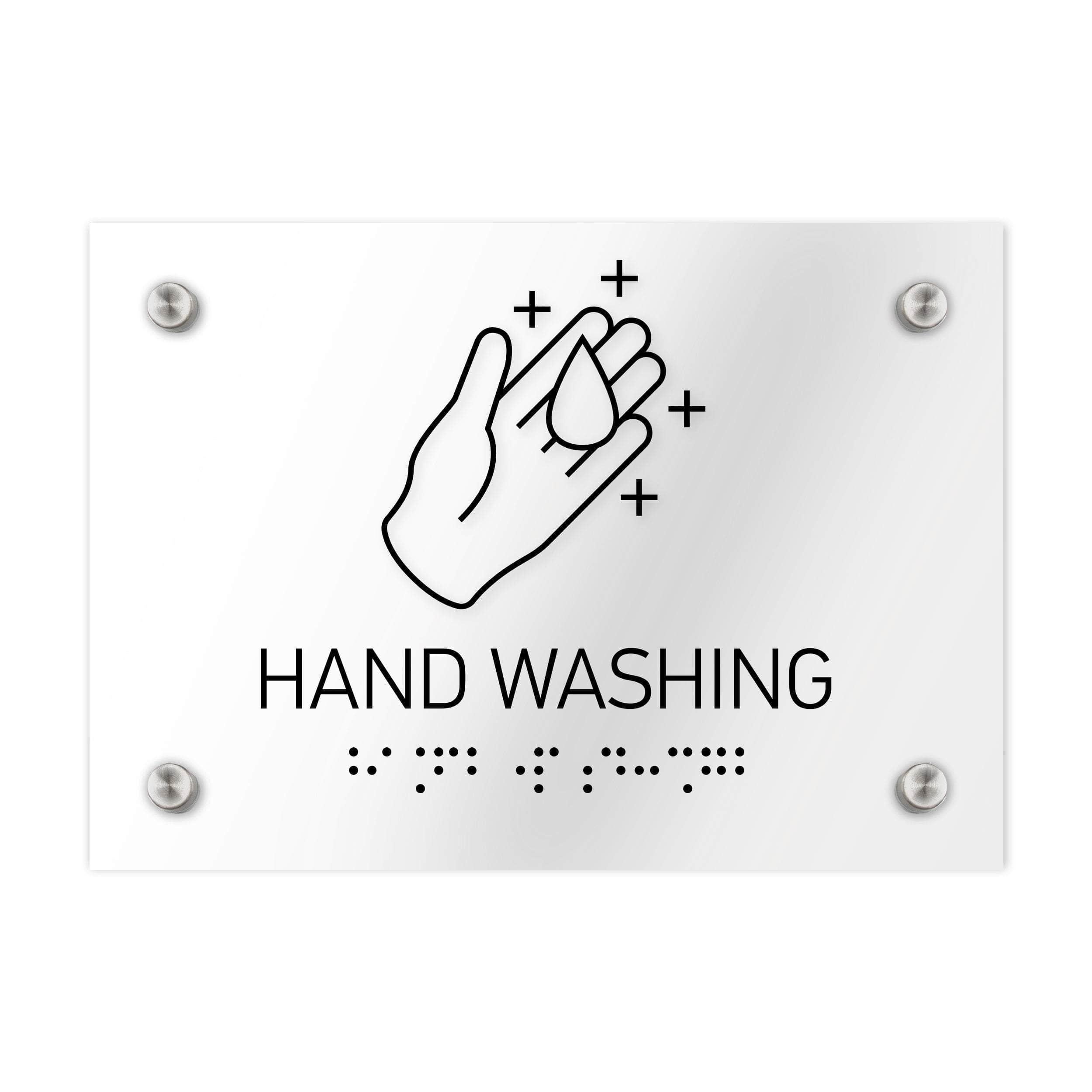 Hand Washing Signs: Clear Acrylic Sign with Braille – Bsign