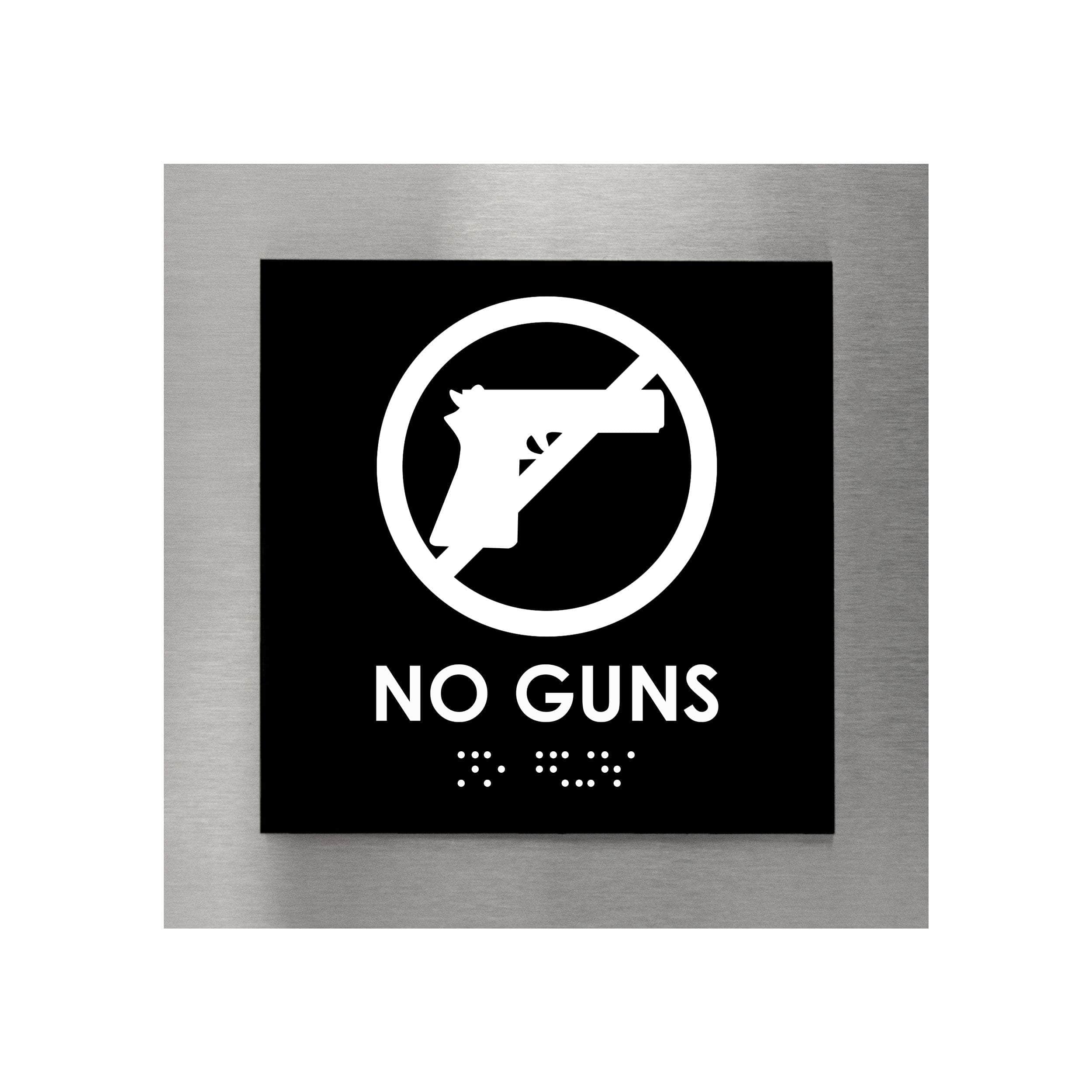 No Guns Signs: Steel Sign with Inscription — "Modern" Design | BSign Store