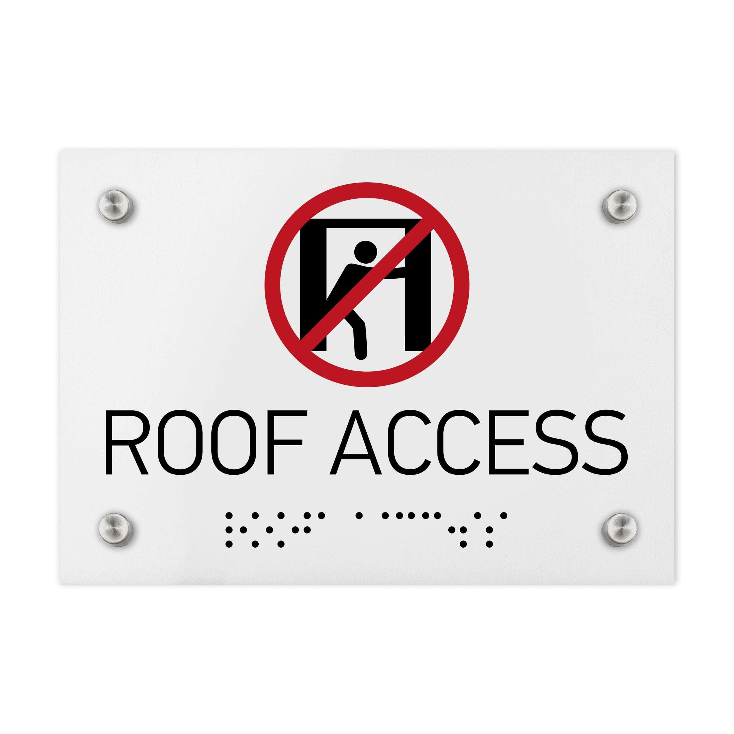 Roof Access Signs: White Acrylic Sign with Braille – Bsign