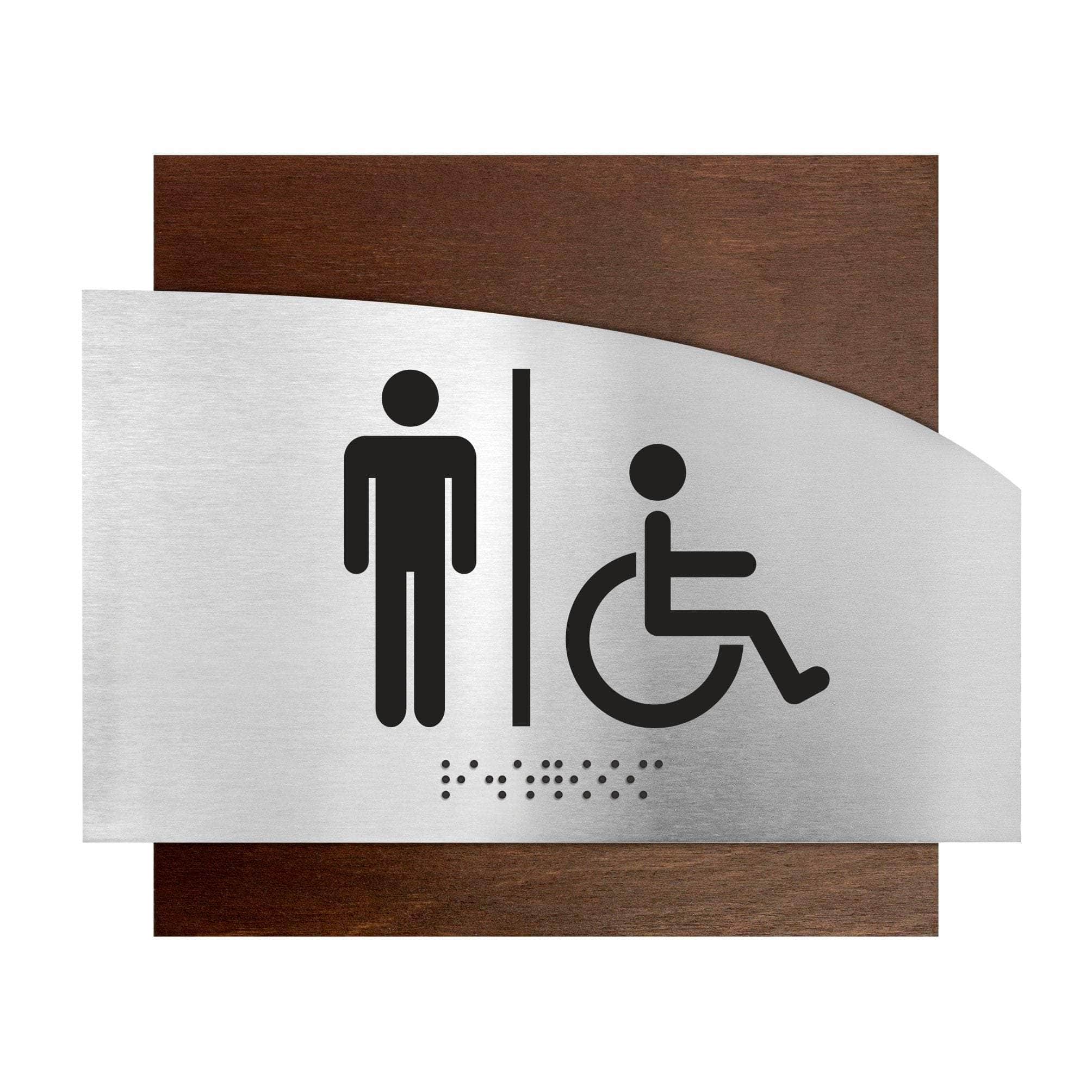 Men & Wheelchair Bathroom Sign — "Wave" Design | BSign Store