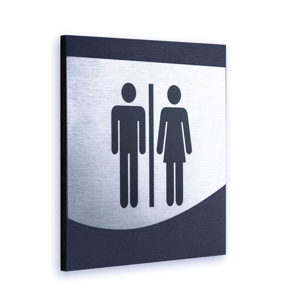 All Gender Restroom Sign: Wood & Stainless Steel Plate — "Venture ...