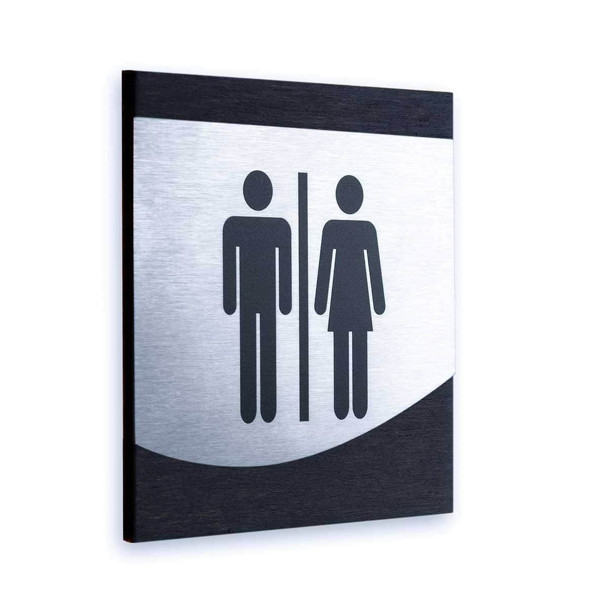 All Gender Restroom Sign: Wood & Stainless Steel Plate — "Venture ...