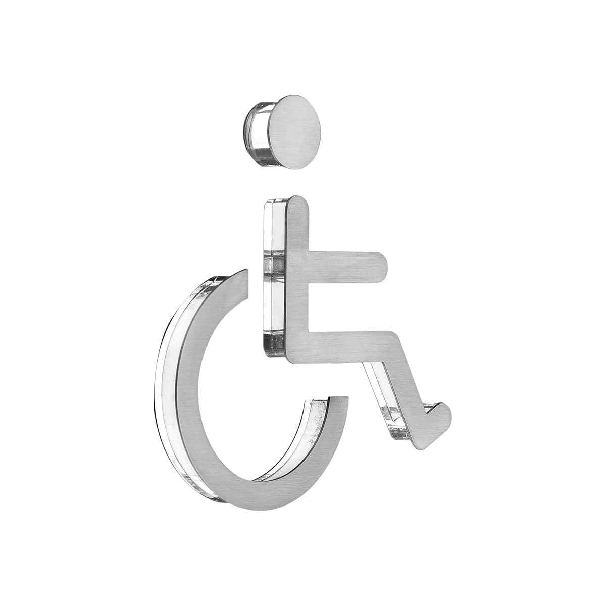 Wheelchair Restroom Sign: Acrylic & Stainless Steel Plate — "Single ...