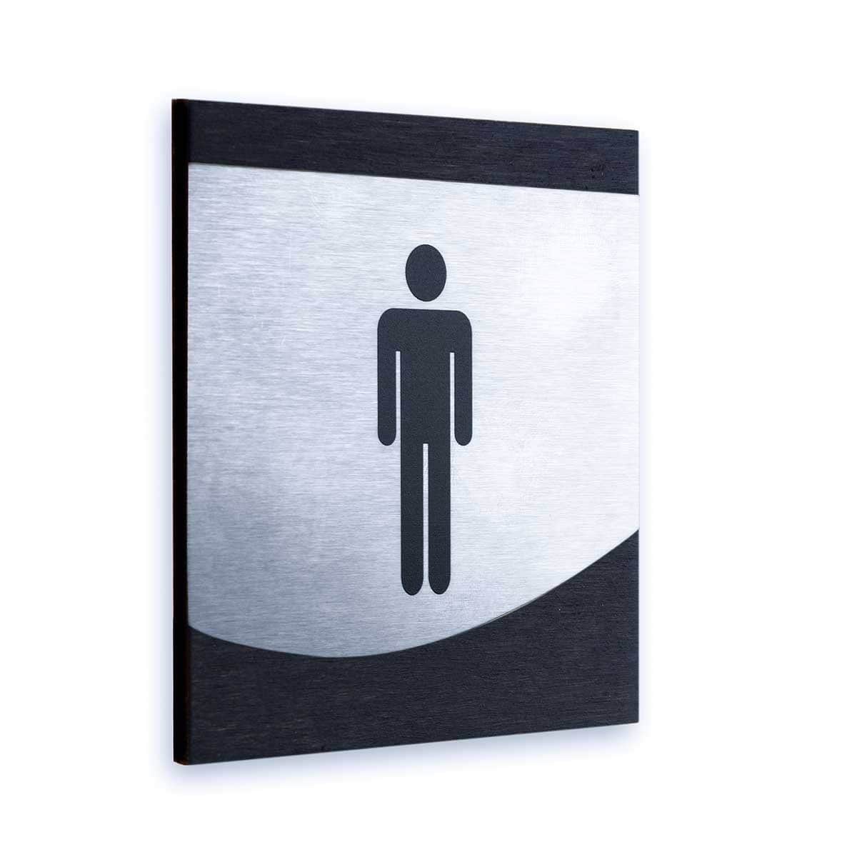 Men's Restroom Sign: Stainless Steel & Wood Signage — "Venture" Design ...