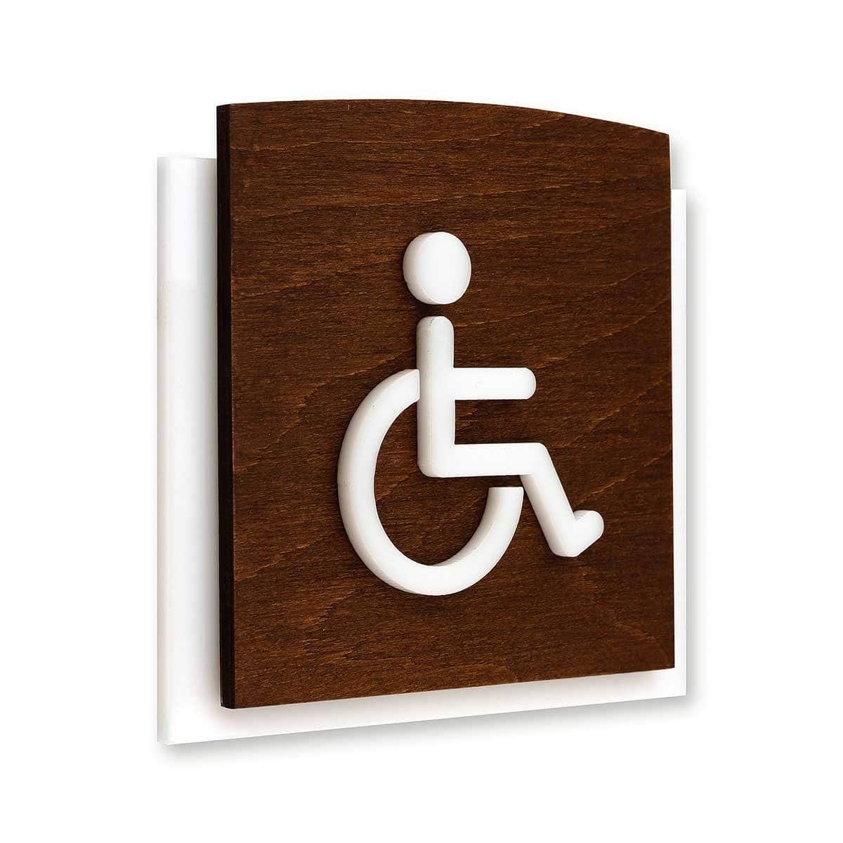 Wheelchair Bathroom Sign: Wood & Acrylic Plate — "Scandza" Design ...