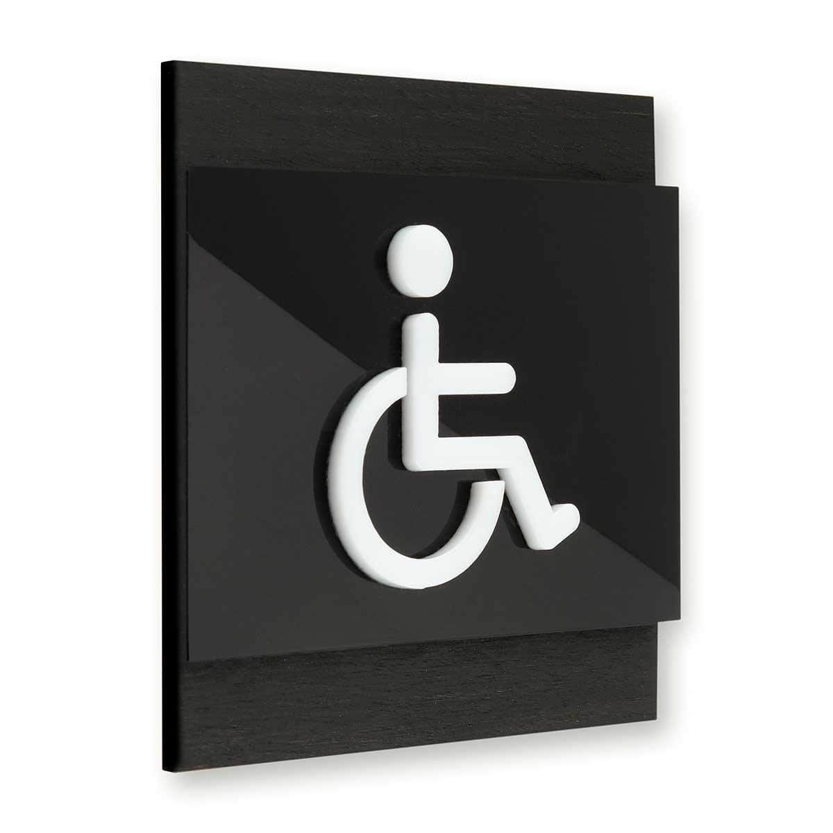Wheelchair Bathroom Sign: Wood & Acrylic Signage — "Buro" Design ...