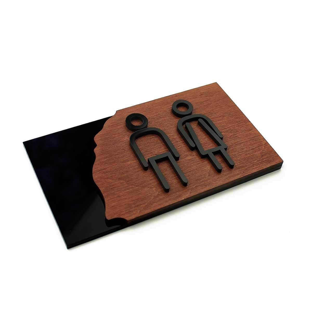 All Gender Restroom Sign: Wood & Acrylic Plate — "Sherwood" Design ...