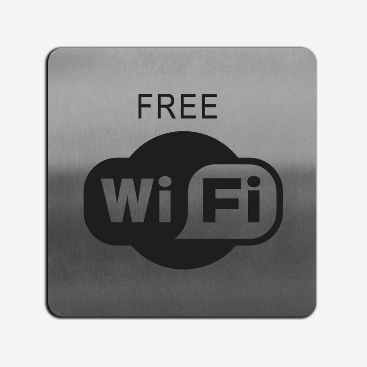 Free Wi-Fi Sign — Stainless Steel & Acrylic Glass Plate | BSign Store