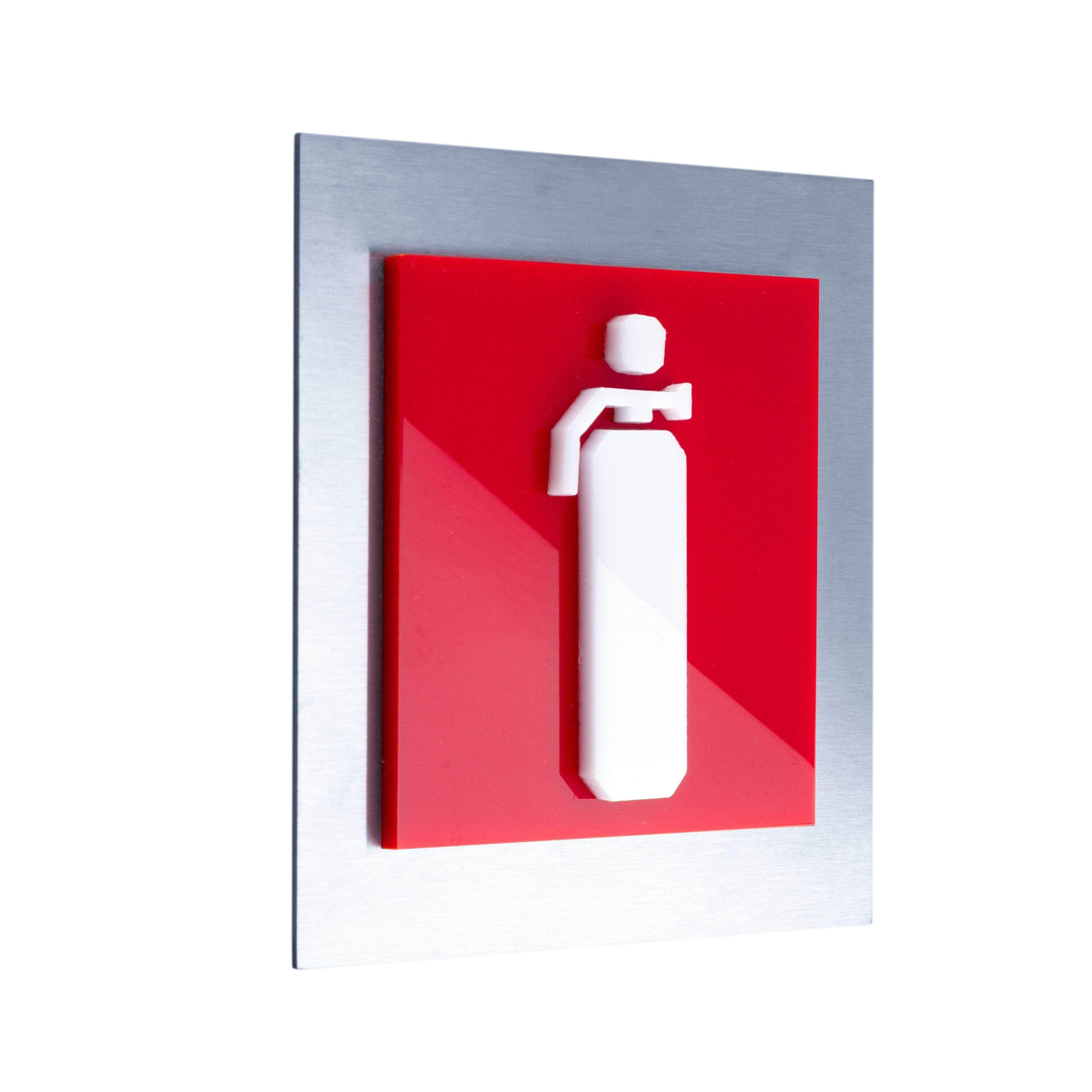 Fire Extinguisher Safety Sign: Steel & Acrylic Plate — "Modern" Design ...