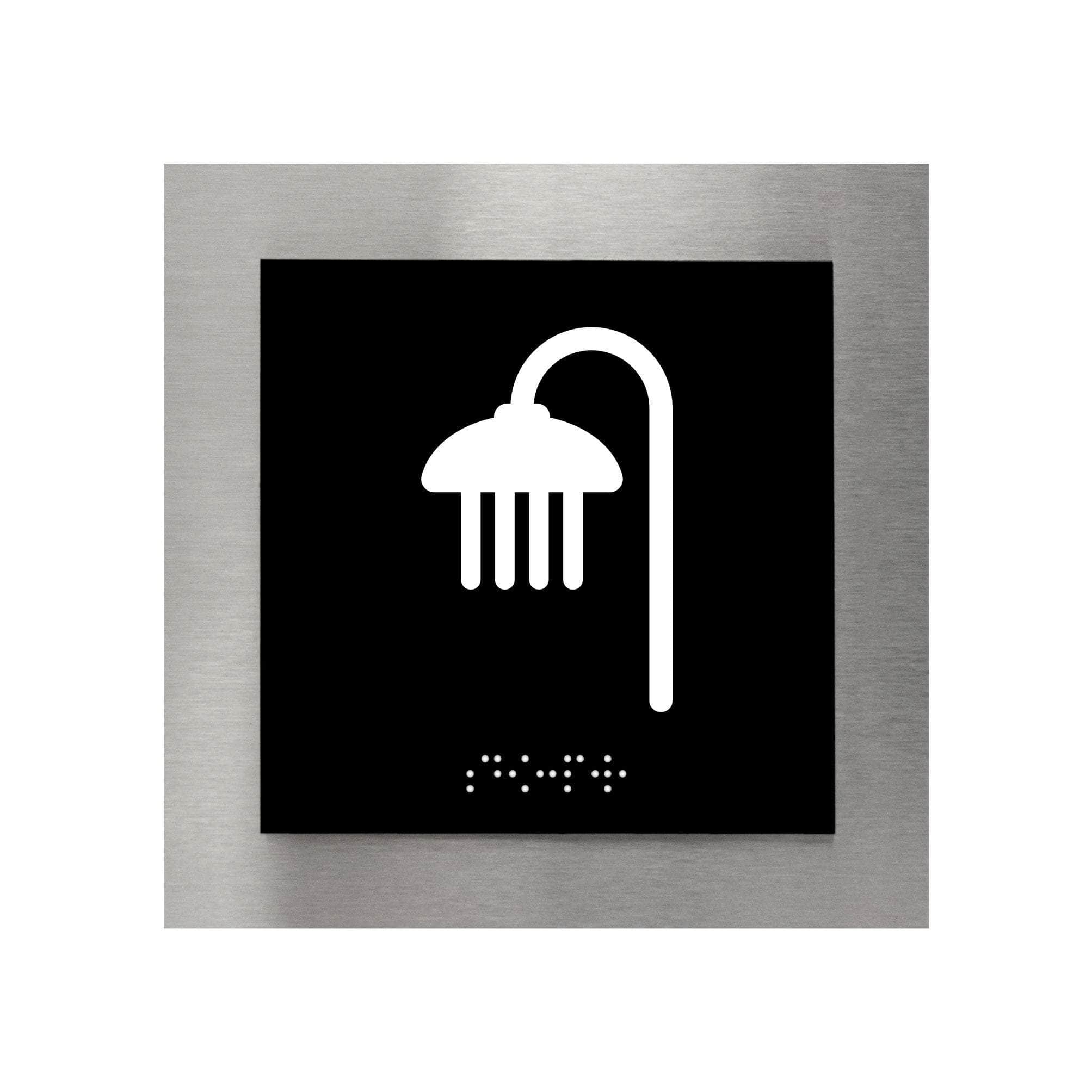 Shower Room Sign: Steel Signage with Braille — "Modern" Design – Bsign
