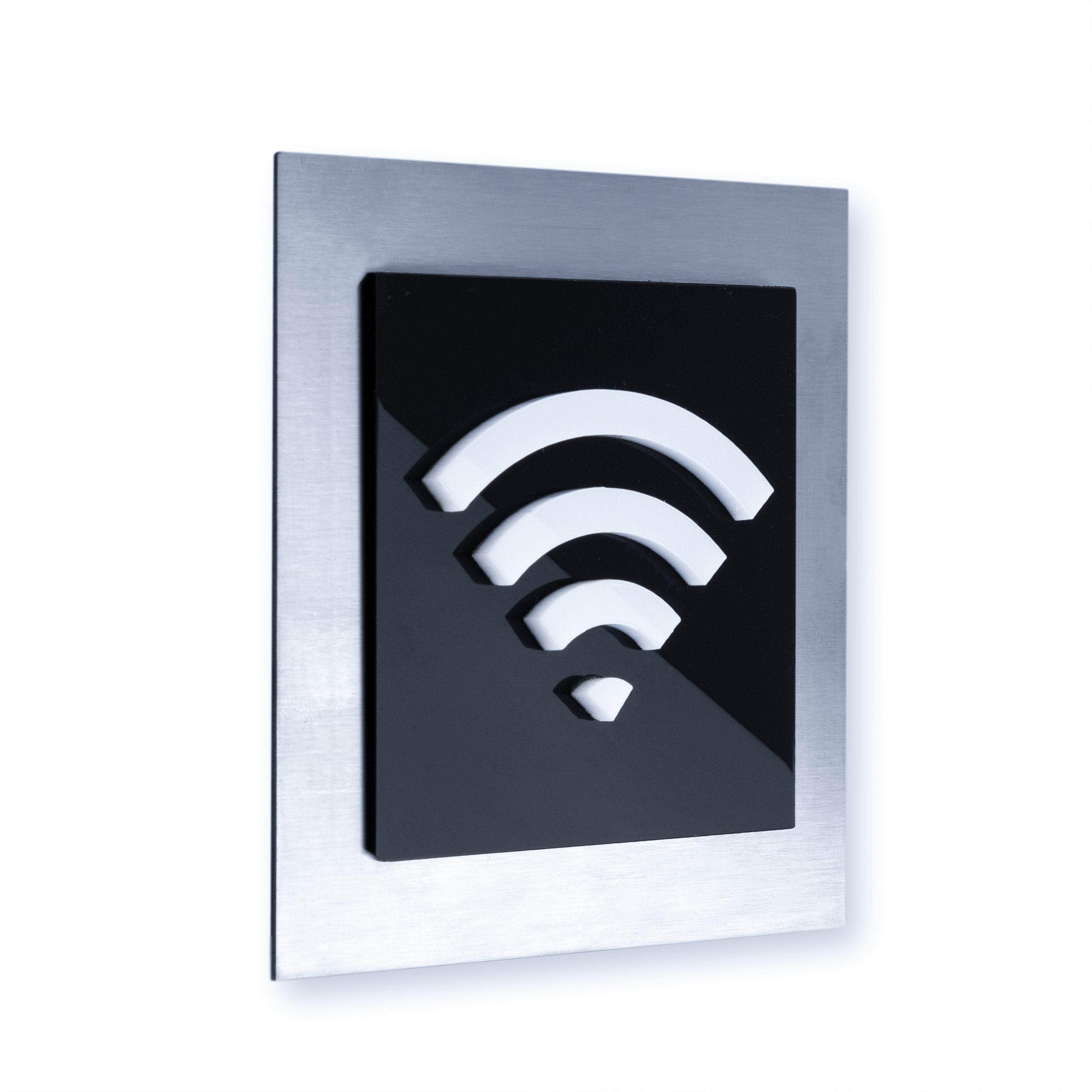 Wi-Fi Sign: Steel & Acrylic Wall Plate — "Modern" Design | BSign Store