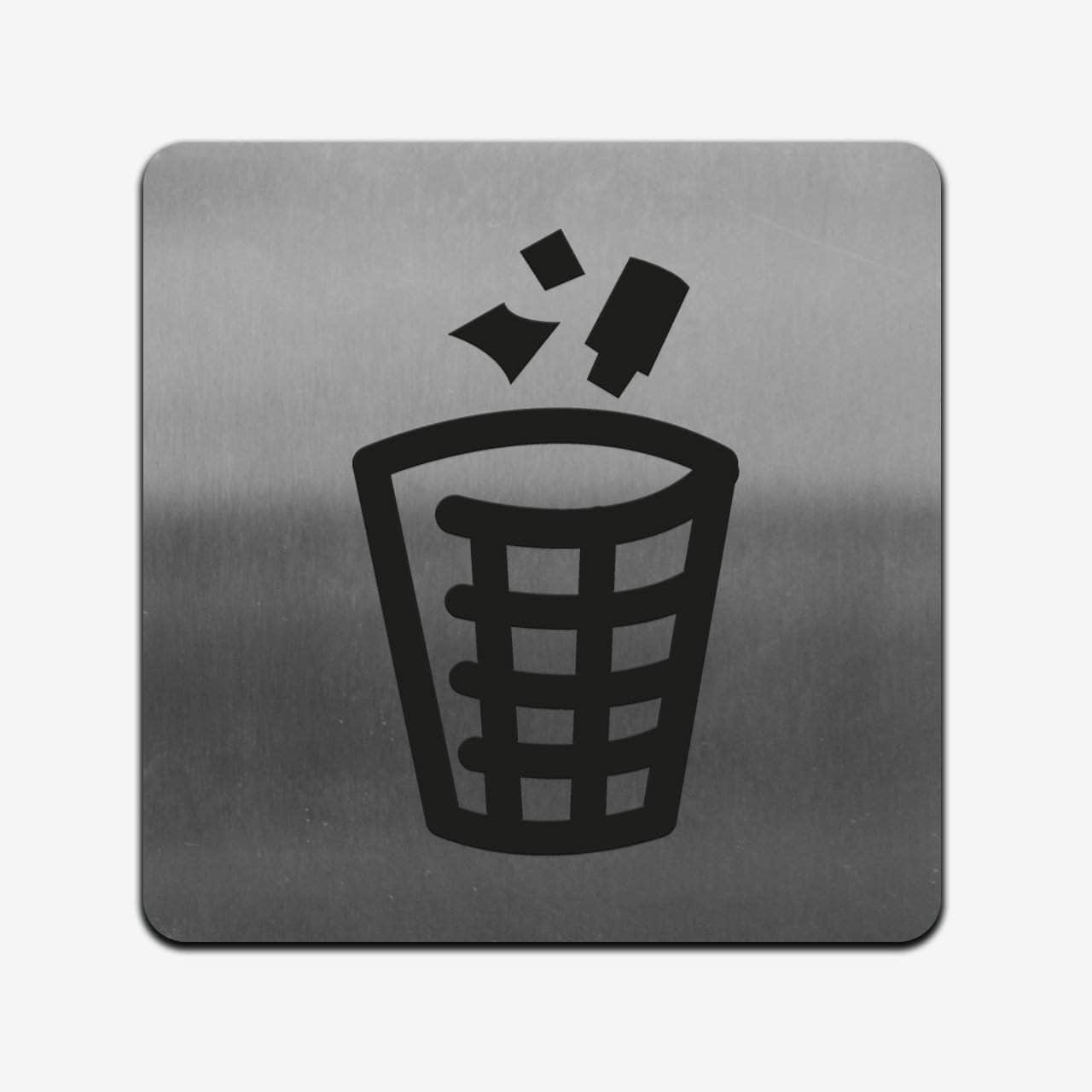 Trash Can Sign — Stainless Steel & Acrylic Glass Plate | BSign Store