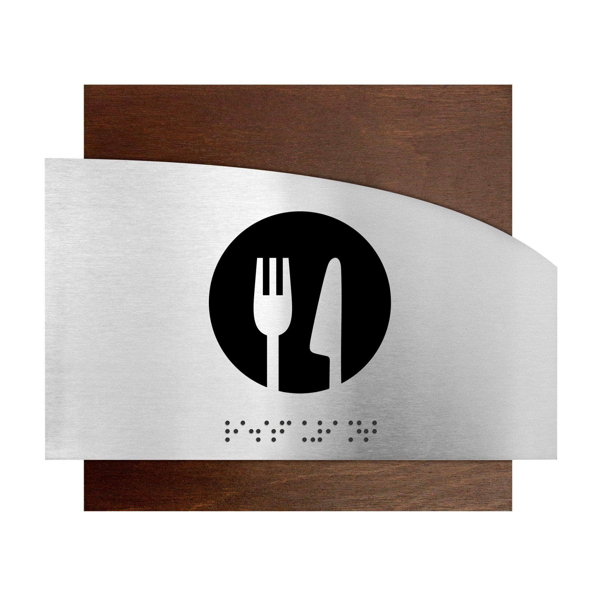 Dining Room Sign: Wood & Stainless Steel Signage — "Wave" Design ...