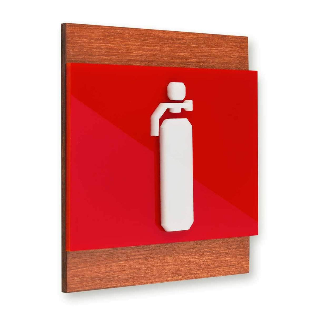 Fire Extinguisher Safety Sign: Wood & Acrylic Plate — "Buro" Design ...