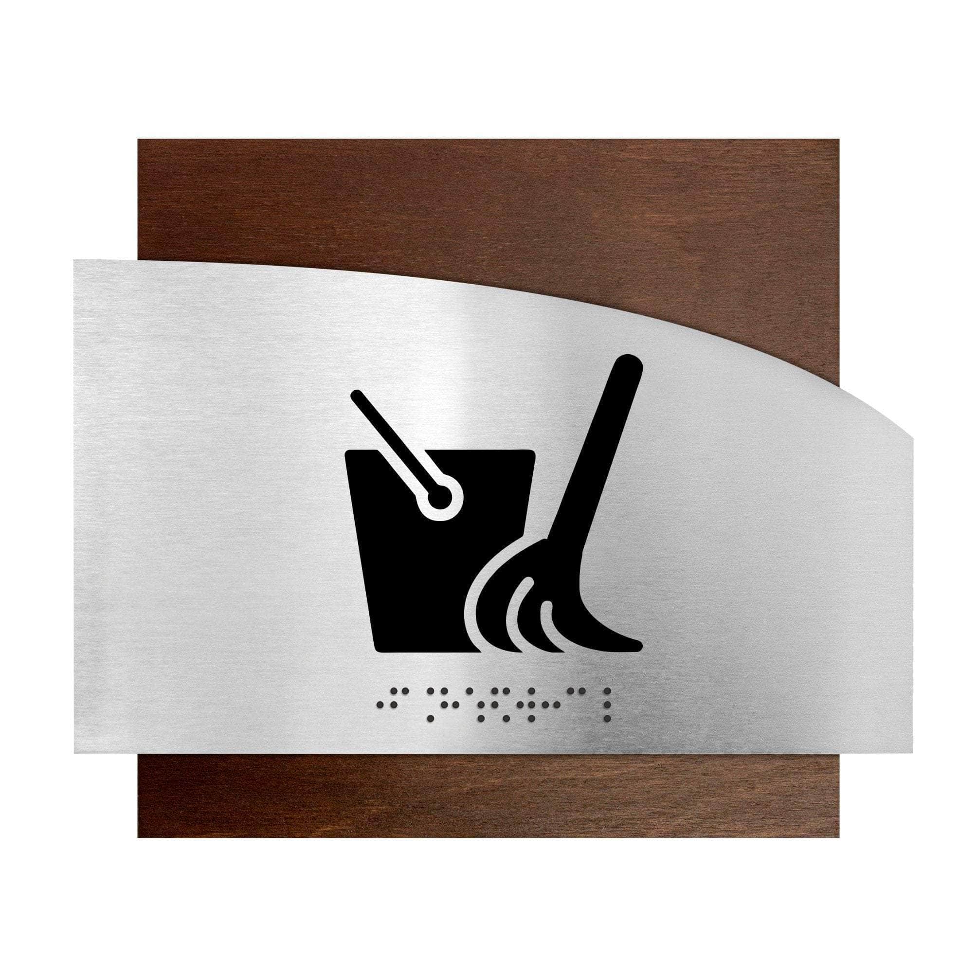 Cleaning Room Sign: Wood & Steel Plate — "Wave" Design – Bsign