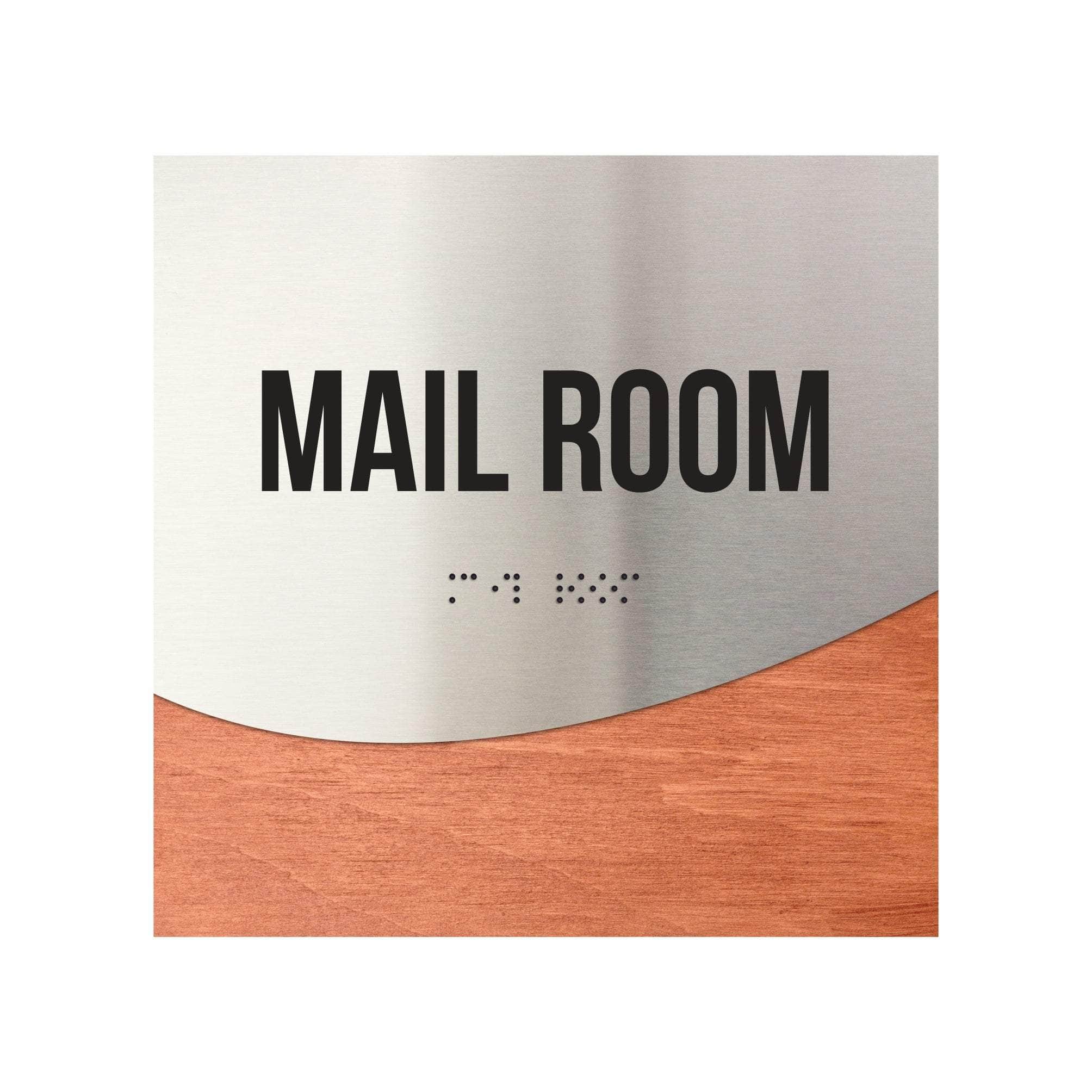 Mail Room Sign: Stainless Steel & Wood Door Plate — "Jure" Design – Bsign