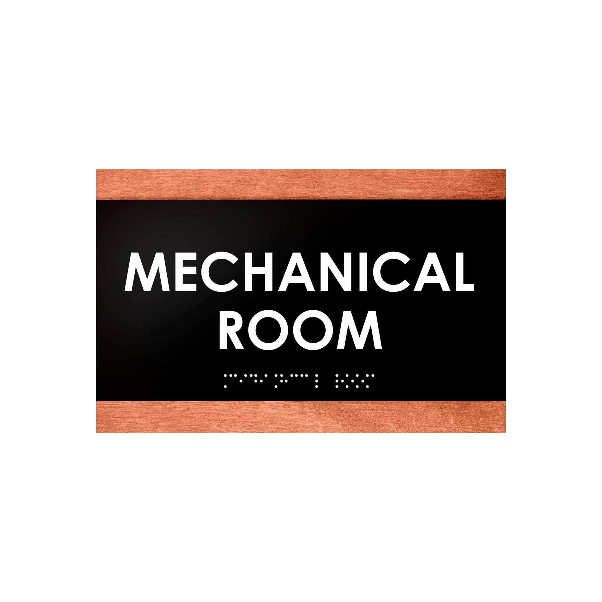 Mechanical Room Sign: Wood Door Plate — "Buro" Design | BSign Store