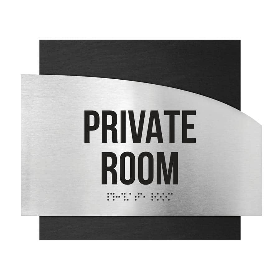 Private Room Sign — Stainless steel & Wood Plate — "Wave" Design – Bsign